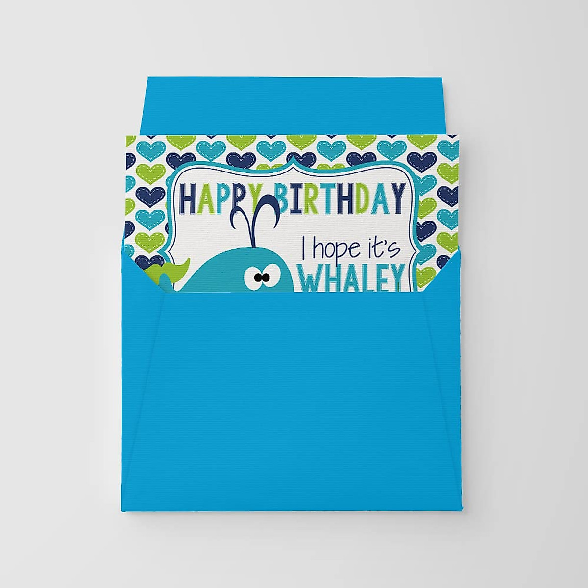 WHALEY Awesome Whale Themed Birthday Pun Themed Single (1) All Occasion Blank Birthday Card To Send To Friends & Family, 4"x 6" (when folded) Fill In Greeting Note Card by AmandaCreation