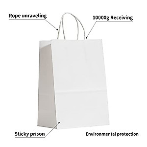 RACETOP Small White Gift Bags with Handles Bulk, 5.9"x3.2"x8.3" 50Pcs, Small White Paper Bags with Handles Bulk, Mini Gift Bags, Gift Bags Bulk, Party Bags, Shopping Bags, Merchandise Bags