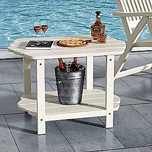 FERFALDER Adirondack Patio Table-2 Tier Outdoor Side Table White Balcony Table for Garden Pool