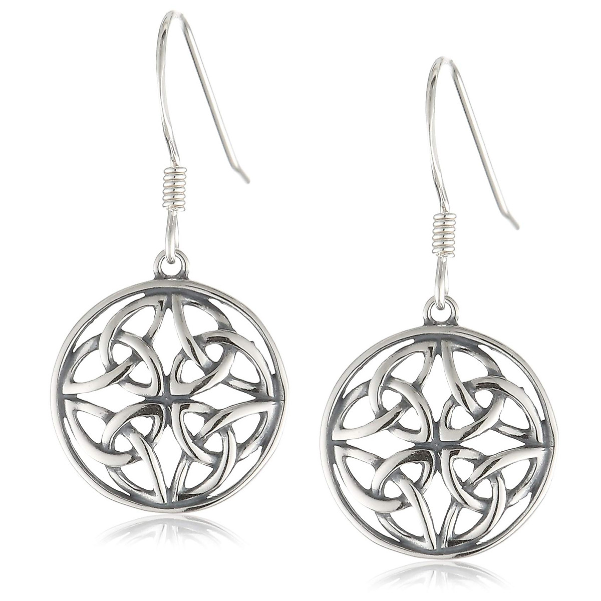 Amazon Essentials Sterling Silver Oxidized Celtic Knot Round Drop Earrings ,(previously Amazon Collection)