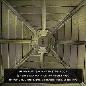 10'x10' Outdoor Hardtop Gazebo Permanent Canopy with Galvanized Steel Single Roof, Aluminum Frame,Curtains and Netting for Patios,Backyard,Lawns