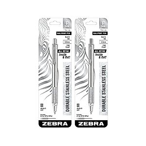 Zebra Pen F-701 Fine Point Ballpoint Retractable Pen, Black (Pack of 2)
