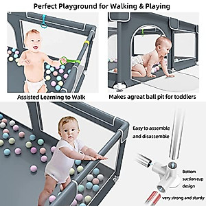 Baby Playpen, 79 x 63 Inches Extra Large Playpen with 50 PCS Ocean Balls, Indoor & Outdoor Kids Activity Center, Infant Safety Gates with Breathable Mesh,Sturdy Play Yard for Babies and Toddlers