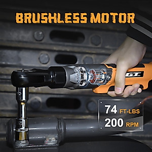 3/8" Cordless Ratchet Wrench, Compatible with DEWALT 20V MAX Battery, 74Ft-Lbs Power Electric Ratchet Tool Kit, 1/2" & 1/4" Adapters, 3" Extension Bar (Tool Only)