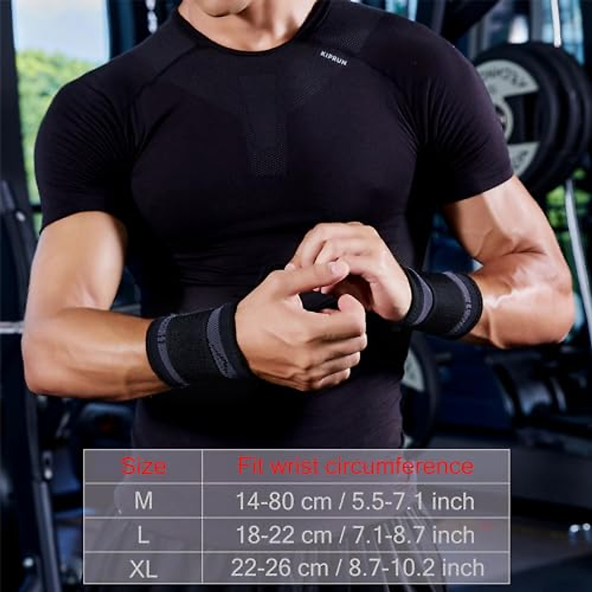 YUNYILAN 2 Pack Wrist Brace Carpal Tunnel, Wristbands Compression Wrist Strap, Wrist Wraps Support Sleeves for Work Fitness Weightlifting Sprains Tendonitis Pain Relief Breathable (Black, L)