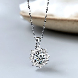 BLIVSTAR Moissanite Necklaces for Women 925 Sterling Silver Necklace with 1CT Diamond 18K Plated Pendant Dainty Jewelry Gift for Women Mom Girls