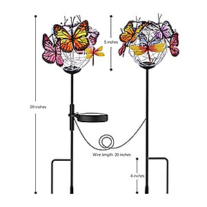 Aiscool Solar Lights Outdoor Butterfly Lights Garden Decorative Solar Stake Lights with Butterflies Decor Powered Waterproof for Garden Yard Pathway 2 Pack