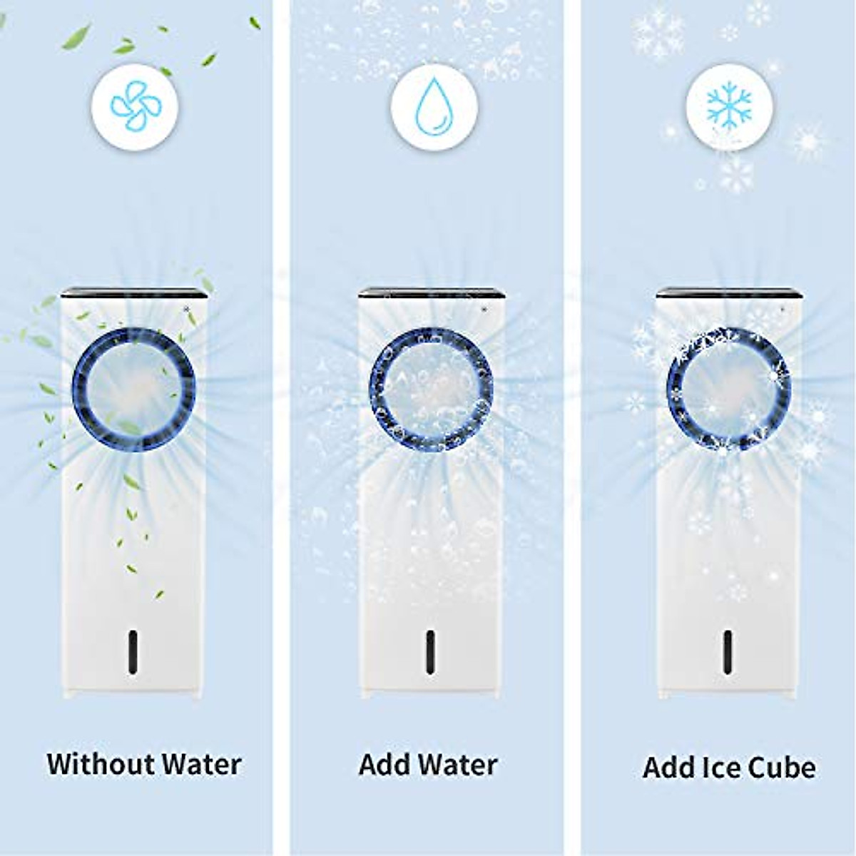 Ainfox 2-in-1 Evaporative Air Cooler, Quiet Cooling Fan & Humidifier with Remote Control, 1.06-Gallon Water Tank Bladeless Fan for Large Room Office (Blue)