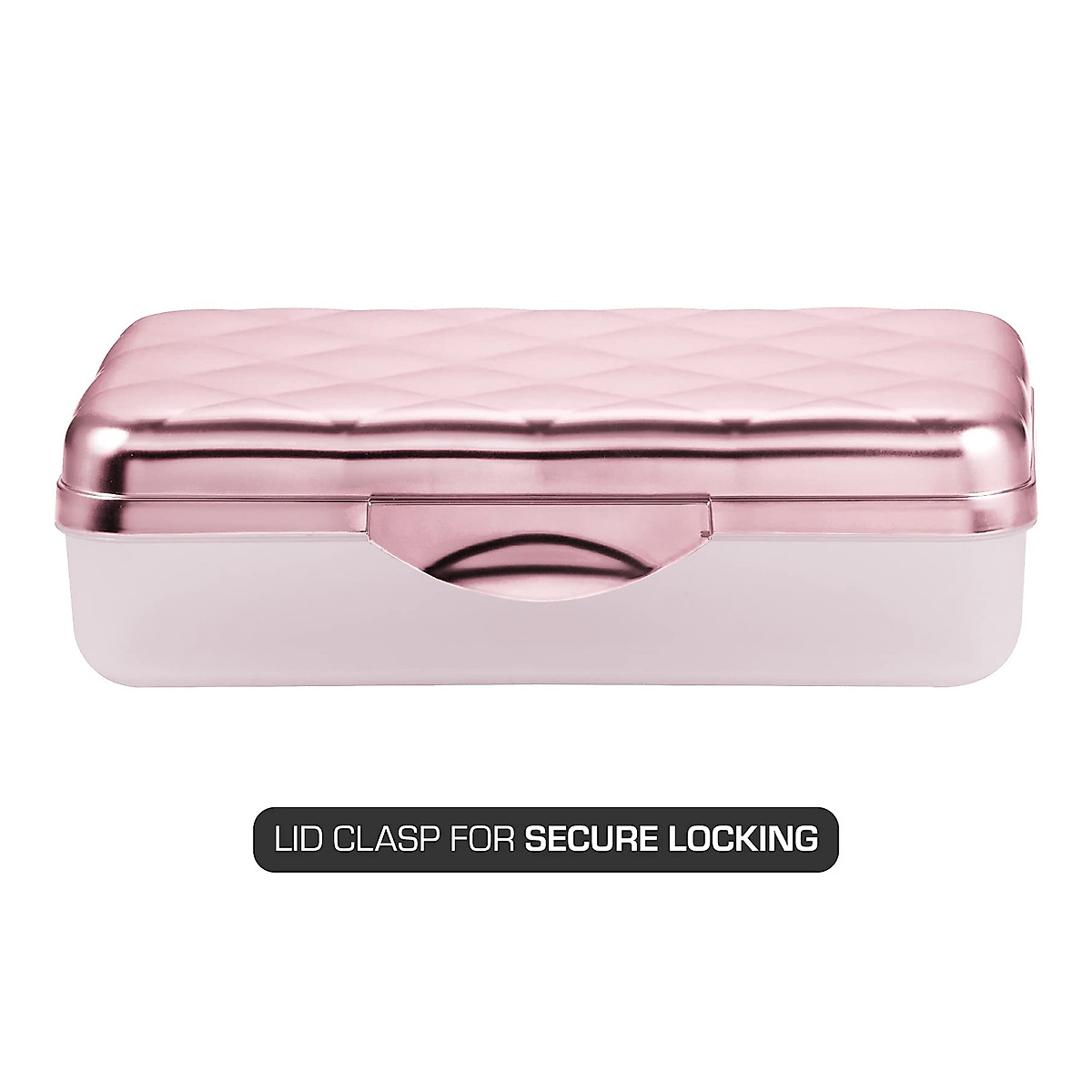 It's Academic Metallic Pencil Case Box, Hard Plastic, Stylish Quilted-Pattern Lid, 3-Pack