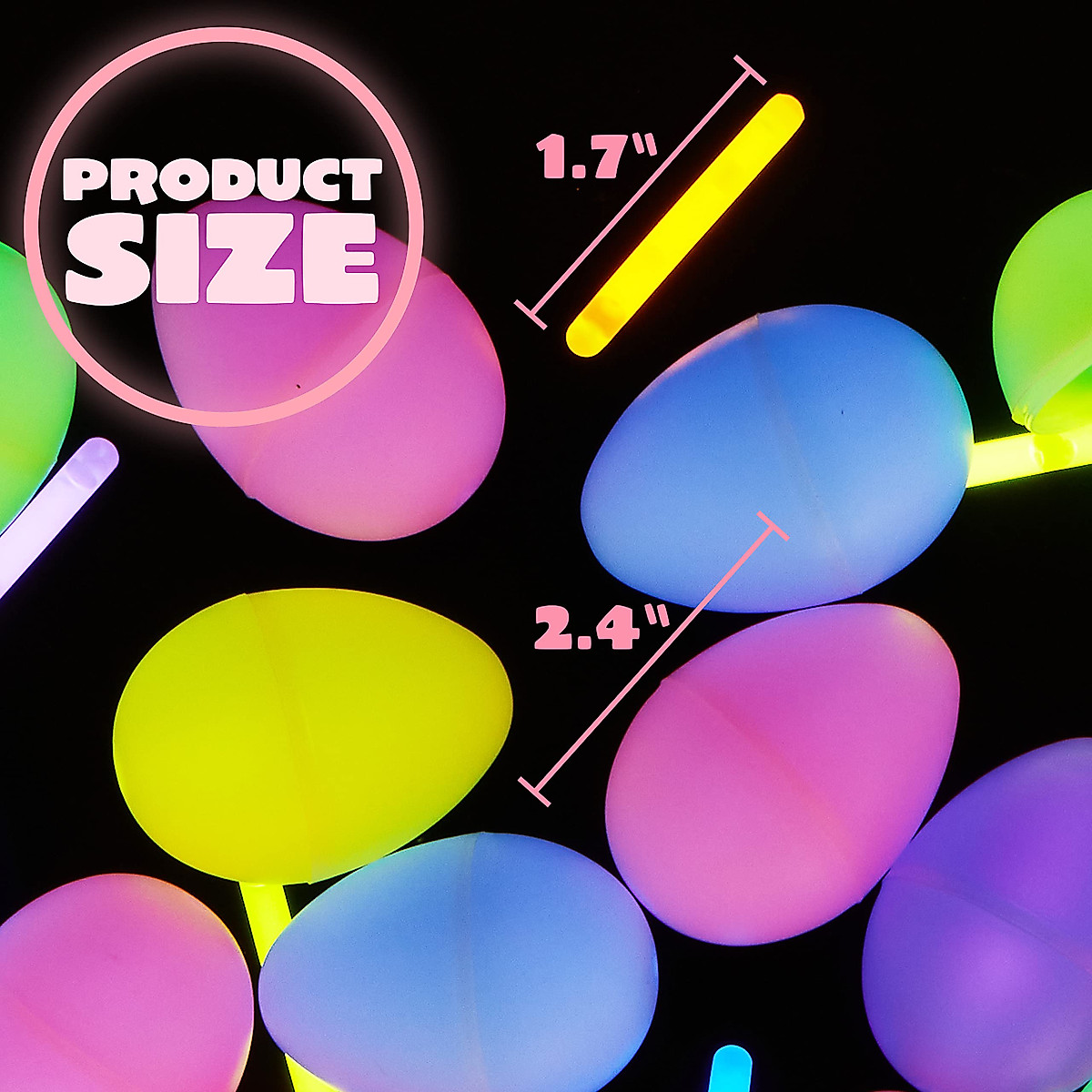 JOYIN 35 Easter Eggs with Mini Sticks (70PCs Total) for Kids Glow-in-The-Dark Basket Stuffers Fillers Gift, Easter Hunt Game Party Favors Decorations Supplies, Classroom Prizes.