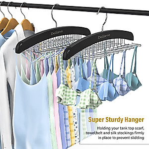 Upgraded Tie Rack Tie Hanger 24 Hooks Wooden Tie Organizer, Space Saving Tank Top Hanger,Belt Organizer for Closet,Bra Organizer with 360°Rotating