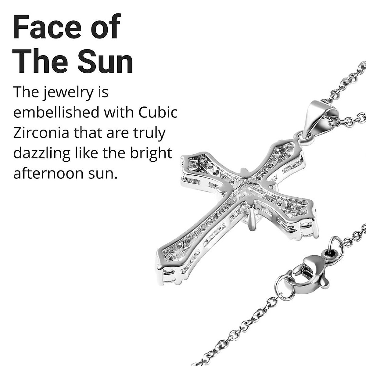 Shop LC Cross Necklace for Women White Cubic Zirconia Pendant Platinum Plated Christian Jewelry Faith Religious Stainless Steel Size 20" Birthday Gifts for Women