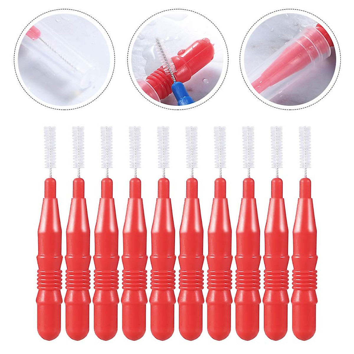 Healifty 50pcs Interdental Brushes Dental Floss Picks Toothbrush 3mm Oral Cleaner Personal Health Care Supplies for Kids Adults Red