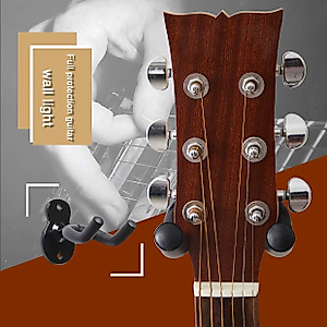 Guitar Hanger Guitar Wall Mount Holder Hook Stand, String Instruments Wall Hangers Stands Holders Hooks for Acoustic Electric Bass Classical Ukulele Guitars-Black