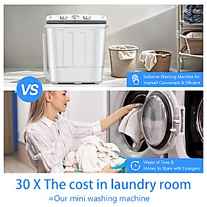 DOGHLY Compact Semi-Automatic Twin Tub Washer, 18lbs Capacity with 11lbs Washer and 7lbs Spinner, Ideal for Camping, Apartments, Dorms, College, RVs, and Small Spaces