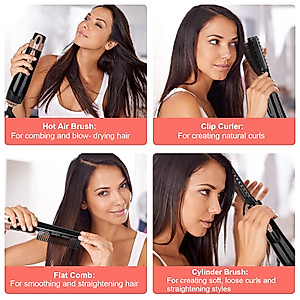 EITHON Hair Dryer, 700W, 4-in-1 Hot Air Brush, Negative Ion Technology, Adjustable Heat, Volumizing, Straightening, Less Damage, 1.8" Handle, Black