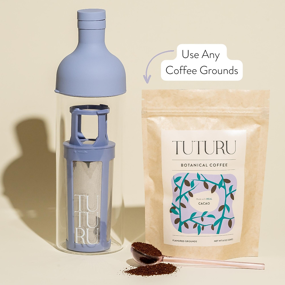 Cold Brew Bottle | Iced Coffee Maker, Thick Glass, Heavy Duty Stainless Steel Filter | Easy Pour and Removable Filter | 32 oz (1 QT)