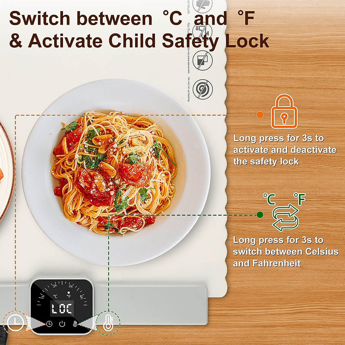 Silicone Electric Warming Tray for Food: Foldable Roll up Food Warmers for Parties Buffet with 5 Temperature Settings - Portable Fast Heating Mat for Restaurants, Home Everyday Use
