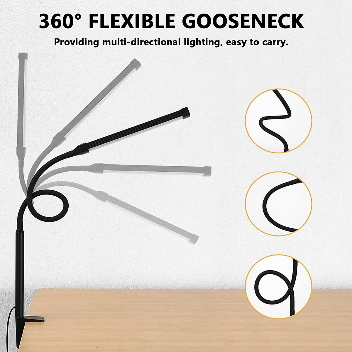 LED Desk Lamp, Touch Control Desk Lamp with 10 Levels Brightness, Dimmable Office Lamp with Adjustable Arm, 11" Wide Office Eye Protection Light 900LM Large Bright Desk Lights with Stepless Dimming