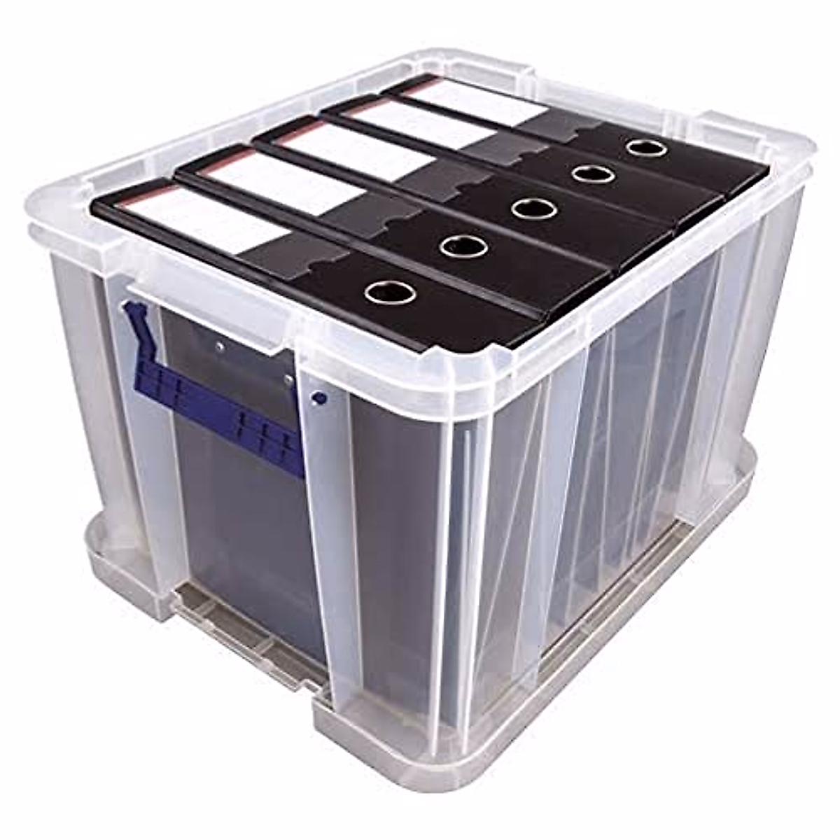 3 Bankers Box 36L Plastic Storage Box with Lids, ProStore Super Strong Stackable Plastic Storage Boxes (31.5 x 47.5 x 38cm), Clear
