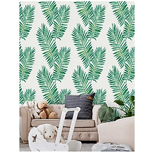 Self-Adhesive Vinyl Hawaiian Palm Contact Paper Sticker Peel and Stick Tropical Wallpaper for Walls Furniture Cabinets Dresser Drawer Table Cupboard Arts Cafts Decal 17.7x117 Inches