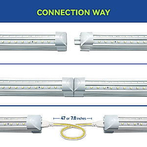 Monios-L LED Shop Light 2FT 5000K 20W, T8 V-Shaped 2500lm Daylight,Linkable Utility Ceiling Lights, Garage Lighting, Integrated LEDs Tubes for Workshop, Workbench, Basement, Plug & Play 6-Pack