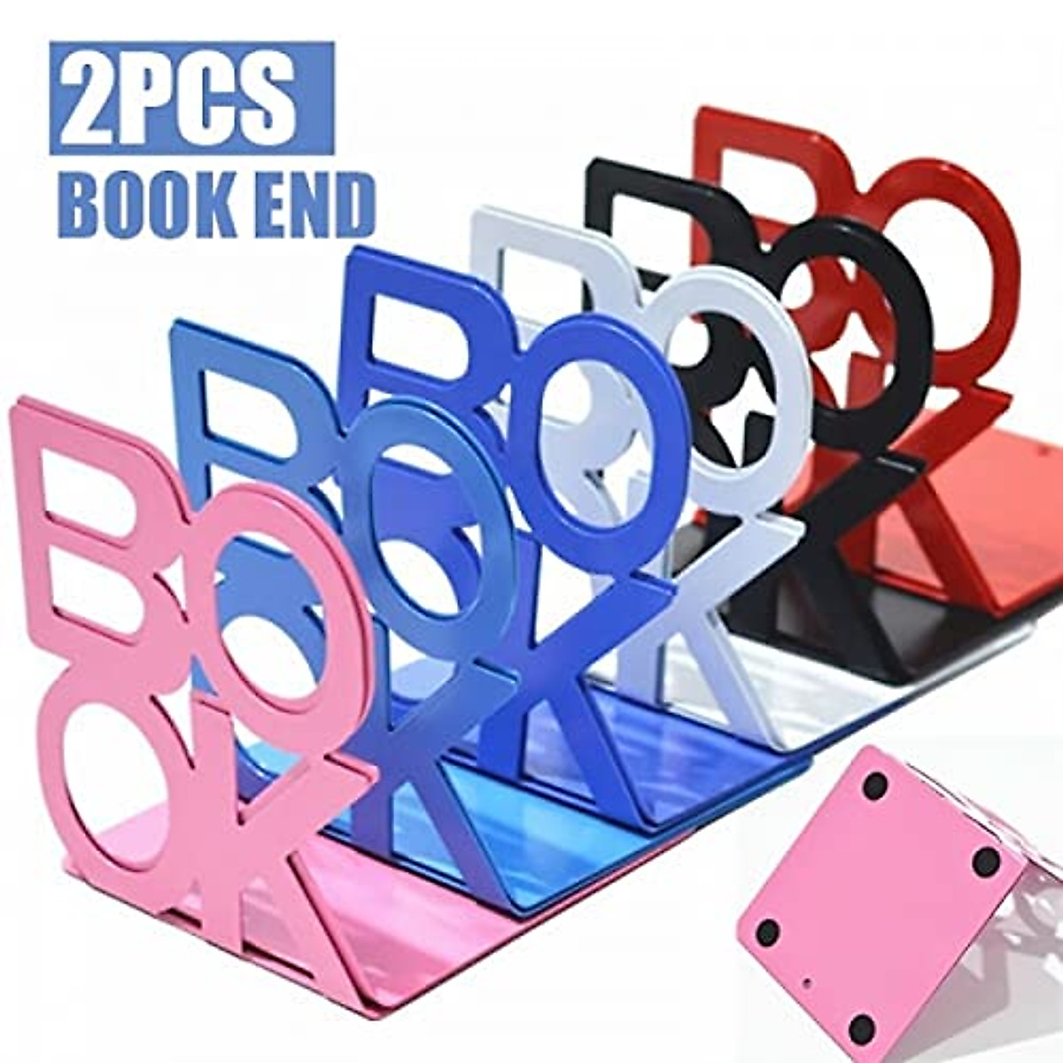 Bookends Colourful Heavy Duty Metal Book Ends Letter Style Bookends Office Stationery Bookend bookends ( Color : Red )