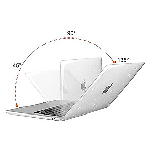 MOSISO PU Leather Laptop Sleeve&Compatible with MacBook Air 15 inch Case 2023 A2941, Sparkly Glitter Hard Shell&Keyboard Cover&Screen Protector&Webcam Cover&Type C Adapter 2 Pack,Transparent&Rose Gold