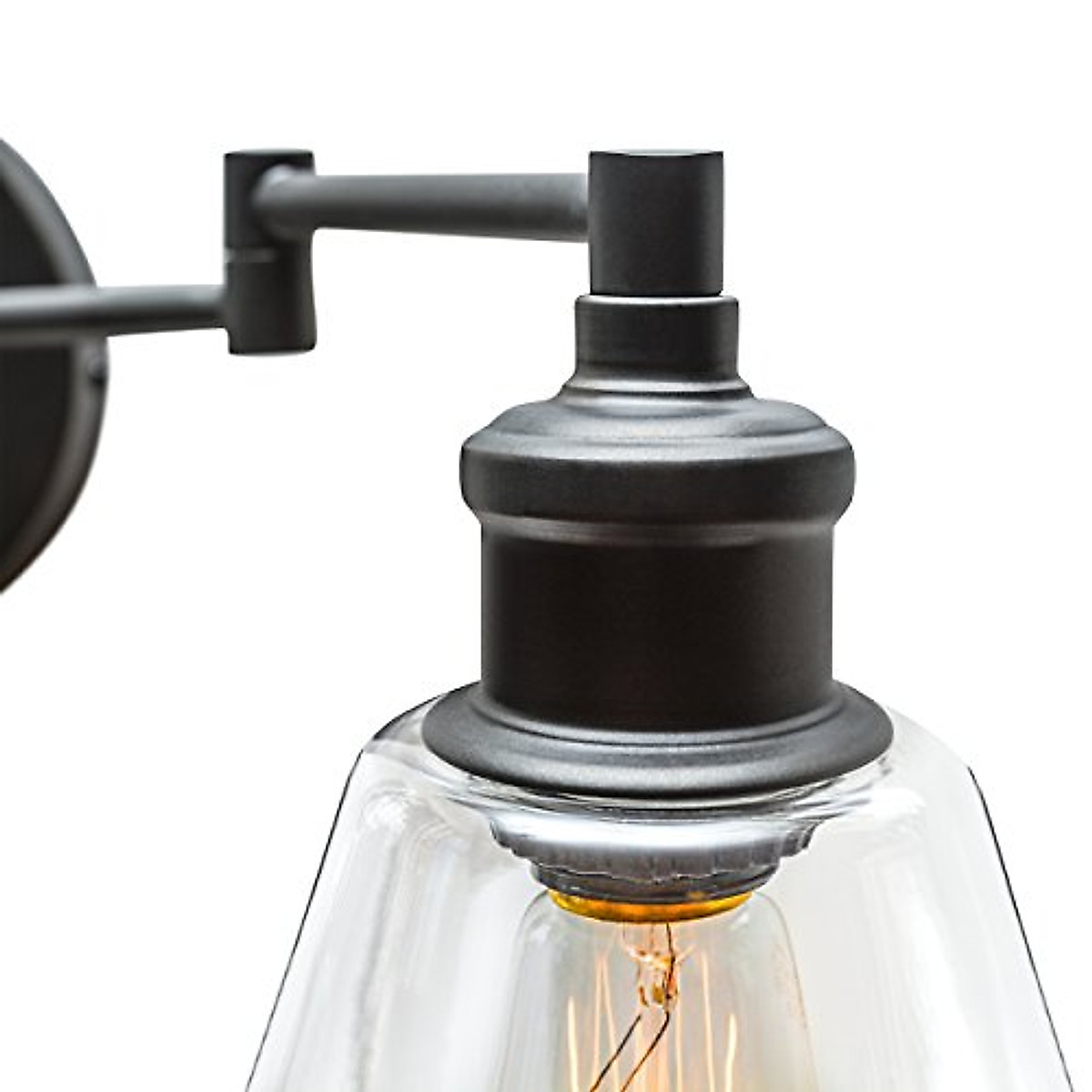 Globe Electric 65311 1-Light Plug-in or Hardwire Industrial Wall Sconce, Dark Bronze Finish, On/Off Rotary Switch, 6ft Clear Cord, Clear Glass Shade, Wall Lights for Bedroom Plug in, Kitchen Sconces