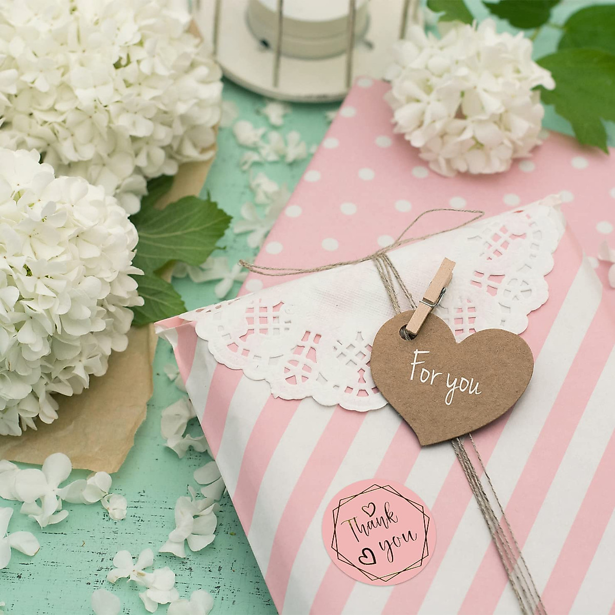 Louise Maelys 1.5 Inch 500PCS Thank You Stickers Small Business Pink Paper Sealing Stickers Round Thank You Label Tags for Packaging, Gifts, Shopping Bags and Envelope Seals