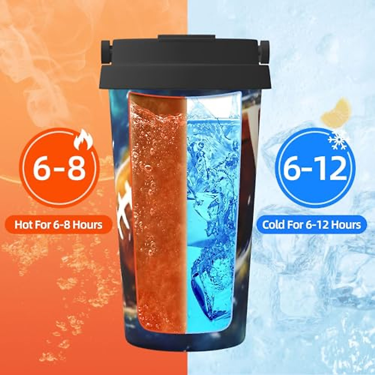 Insulated Coffee Mug Galaxy Space Football 17oz Double Wall Vacuum Stainless Steel Tumbler With Leak-Proof Lid And Handle, Cute Travel Thermos Mug For Cold Hot Drinks