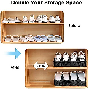 Bentang Shoe Slots Organizer, Adjustable Shoe Stacker Space Saver, Double Deck Shoe Rack Holder for Closet Organization (20-Pack)(White)