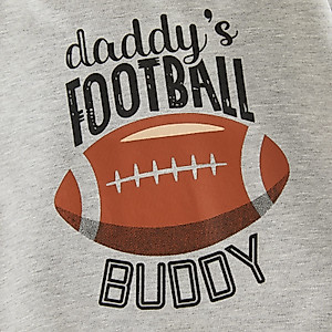 YOKJZJD Newborn Infant Baby Boy Girl Football with Daddy Romper Sweatshirt Long Sleeve T-Shirt Bodysuit Fall Winter Outfits (Gray, 0-6 Months)