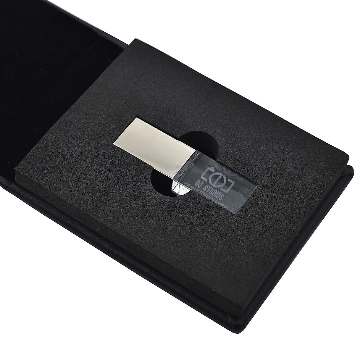 Black Leather Flash Drive case with Personalized LOGO for Wedding Photographer Client Gift , USB Case packing (No Logo Imprint)