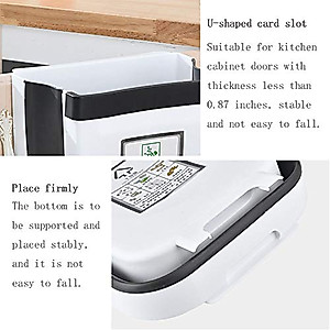 HorBous Kitchen Hanging Trash Can, Foldable Trash Bin, Small Portable Collapsible Waste Bins for Cabinet, Car Bedroom+30 Garbage Bags (White)