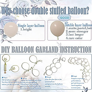 Blue Balloon Garland Arch Kit, SCMDOTI Double Stuffed Pastel Baby Blue Nude Cream Brown Balloon Garland for Teddy Bear Baby Shower Decorations,Gender Reveal and Birthday Party Decoration for boy girls