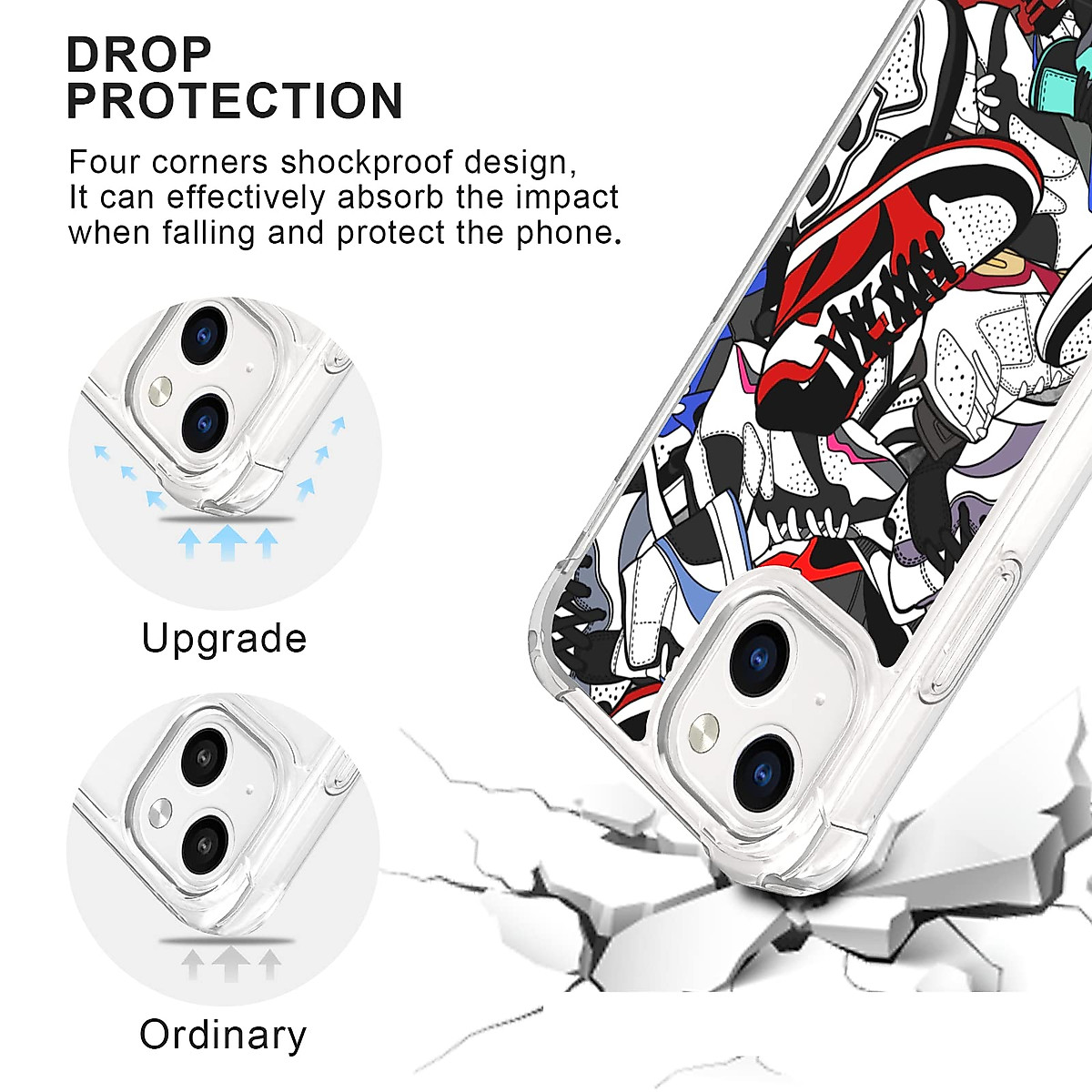 Axulimin Cool Shoe Clear Phone Case for iPhone 13 Mini Case for Teen Boys Men Kids Boys - 5.4 Inch