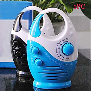 Shower Radio, Bathroom Radio AM FM, Waterproof Hanging Shower Radio Adjustable Volume Built-in Speaker(White Blue)