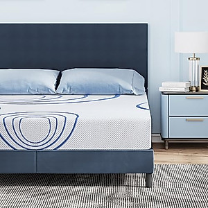 EGOHOME Twin Mattress for Kids, 8 Inch Bamboo-Charcoal Gel Cooling Memory Foam Bunk Bed Mattress in a Box, Medium Fiberglass Free Mattress Made in USA, CertiPUR-US Certified, Blue