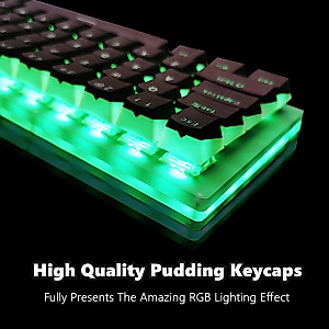 XVX Womier K61 60% Mechanical Keyboard with PBT Pudding keycap, Hot Swappable Keyboard, Partitioned RGB Keyboard, Dark Phoenix for PC PS4 Xbox (Black, 61 Keys, Silver Switch)