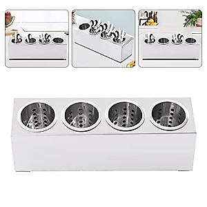 DNYSYSJ Silverware Organizer,4-Holes Flatware Organizers Stainless Steel Cylinder Flatware Silverware Utensil Holder Organizer Caddy,for Kitchen,Shops, Restaurants,Hotels,Drying Rack for Silverware