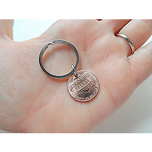 2017 Penny Keychain With Heart Around Year; 6 Year Anniversary, Couples Keychain