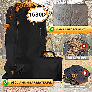 Soikier 1680D Anti-Tear Lawn Tractor Leaf Bag, Waterproof Leaf Bag for Riding Lawn Mower with Side Zipper and Mesh for No Dust Blow Back, Fast & Easy Leaf Collection (54 Cu. Ft, 96"×56")