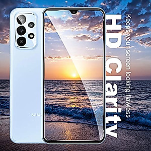 Cizerin 4 Pack Screen Protector for Samsung Galaxy A23 5G/4G 6.6 inch - 2 Pack Tempered Glass Screen Protector and 2 Pack Camera Lens Protector - Shatter Proof- HD Clarity