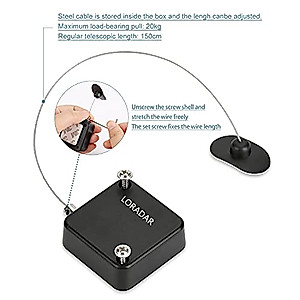 LORADAR Retractable Cable Lock with Double-Sided Adhesive, Remote Control Security Lock , Remote Control Anti-Lost Rope for TV, DVD, Hardware Cable Lock ，No More Searching for The TV Remote .
