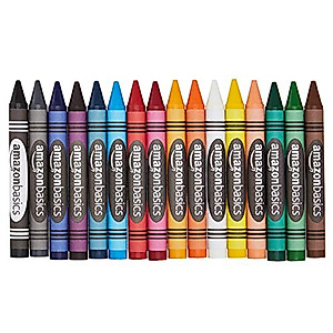 Amazon Basics Jumbo Crayons - 16 Assorted Colors, 2-Pack