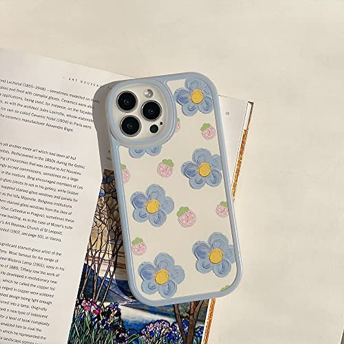 PNATEE Case Compatible for iPhone 13 Mini, Cute Flower Soft TPU Protective Bumper Cover Women Girls, Blue Floral Pattern Phone Case for iPhone 13 Mini (5.4 inch)