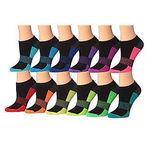 Tipi Toe Colorfut Women's 12-Pairs Low Cut Athletic Sport Peformance Socks WS17