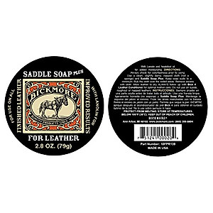 Bickmore Saddle Soap Plus - 2.8oz - Leather Cleaner & Conditioner with Lanolin - Restorer, Moisturizer, and Protector