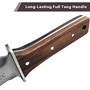 gonicc Professional Hori Hori Garden Knife with Leather Sheath, Protective Handguard, High polished 440 Stainless Steel Blade, Sharpening Stone Included, for Weeding, Digging, Pruning, and Cultivating, Gardening Spades